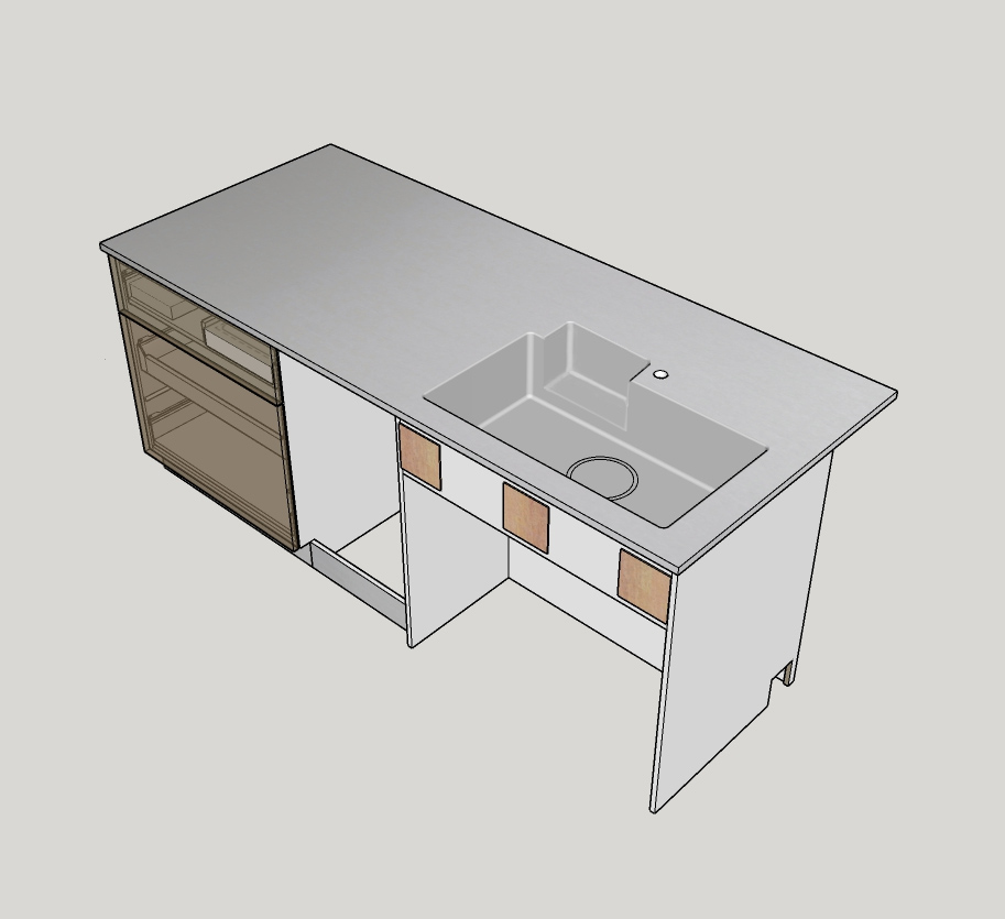キッチン･キットIIｼﾝｸK2S22x9.D4.OP.Eｼﾝｸ+P(W760)R ekrea Parts（エクレアパーツ）オンラインショップ